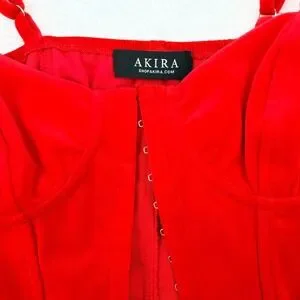 AKIRA | Tops | Akira Red Velvet Corset Top Hook Eye Front Small | Poshmark